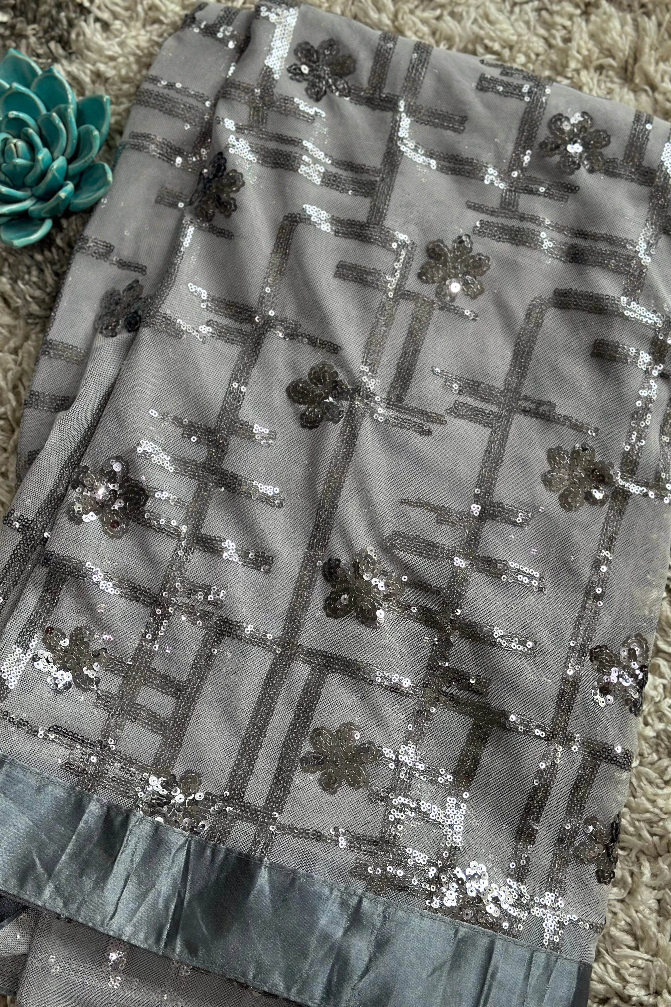 Grey Sequins Saree 1276 – Vasundhara Fashions